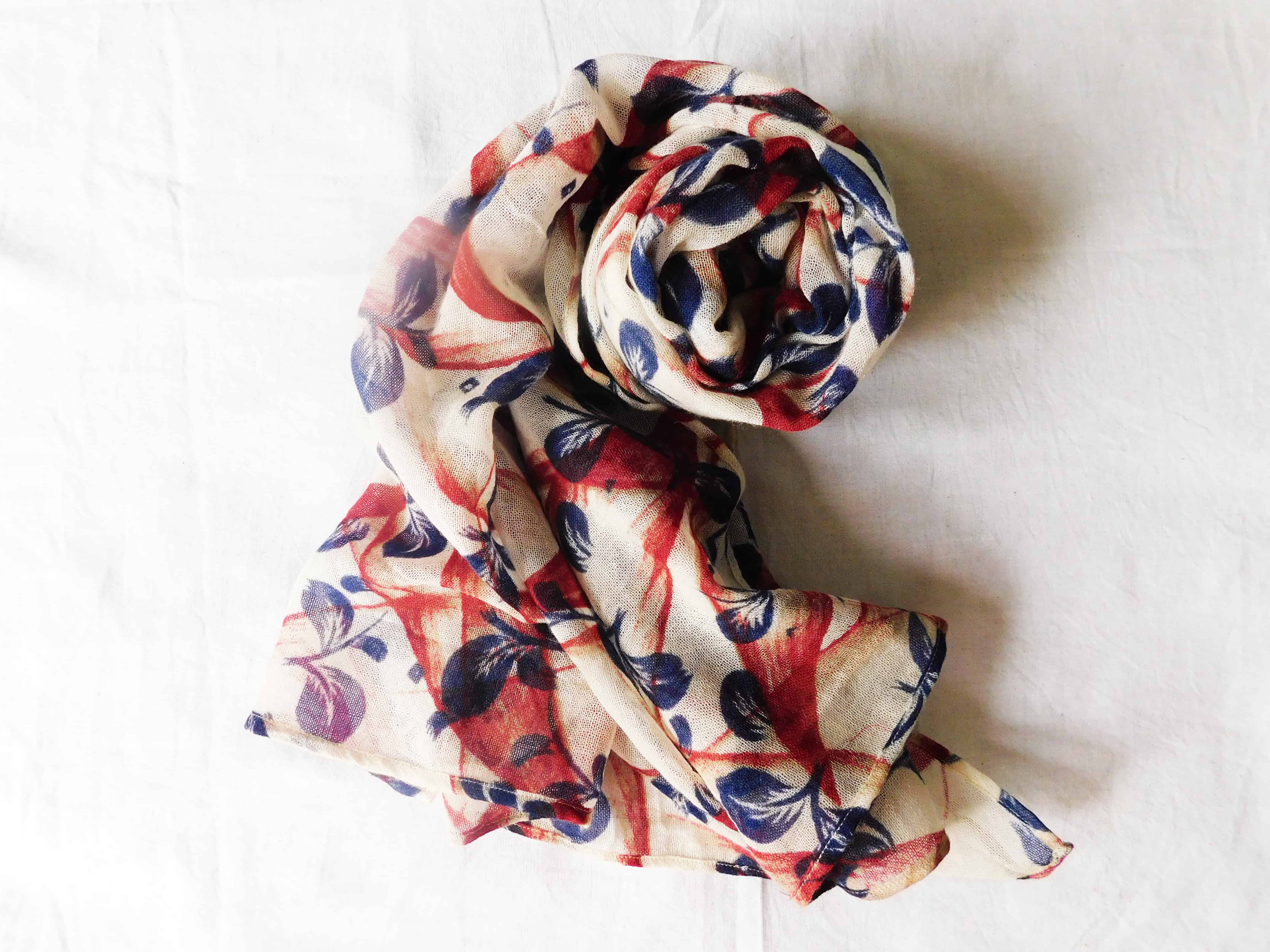 Abstract leaf screen printed stole - Sasha Association for Craft Producers